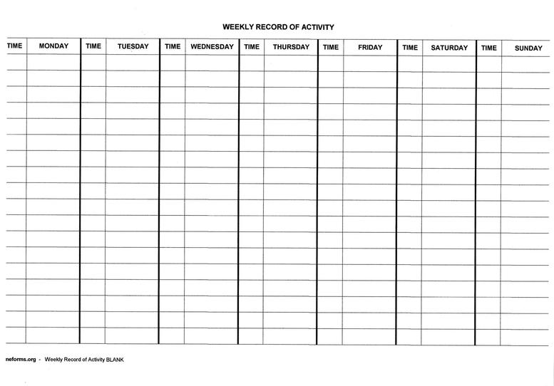 ME/CFS Weekly Record of Activity