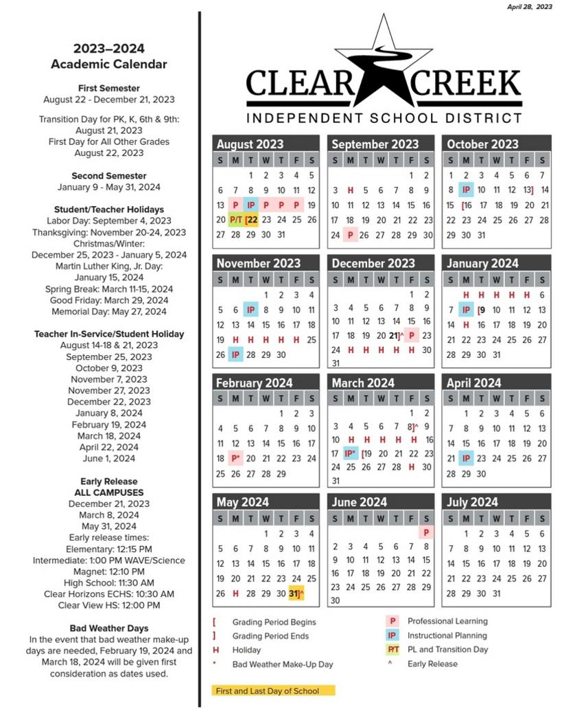 Clear Creek Isd 2024 2024 Calendar - Edita Gwenora Clear Creek Isd 2024 2024 Calendar - Edita Gwenora