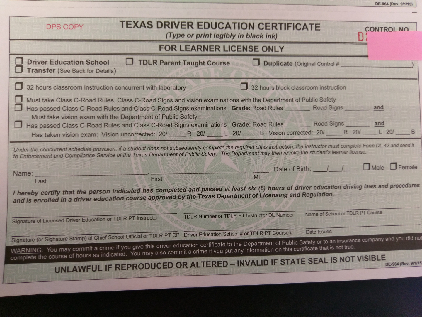 Texas Driver Education Certificate Of Completion - prntbl ... Texas Driver Education Certificate Of Completion - prntbl ...