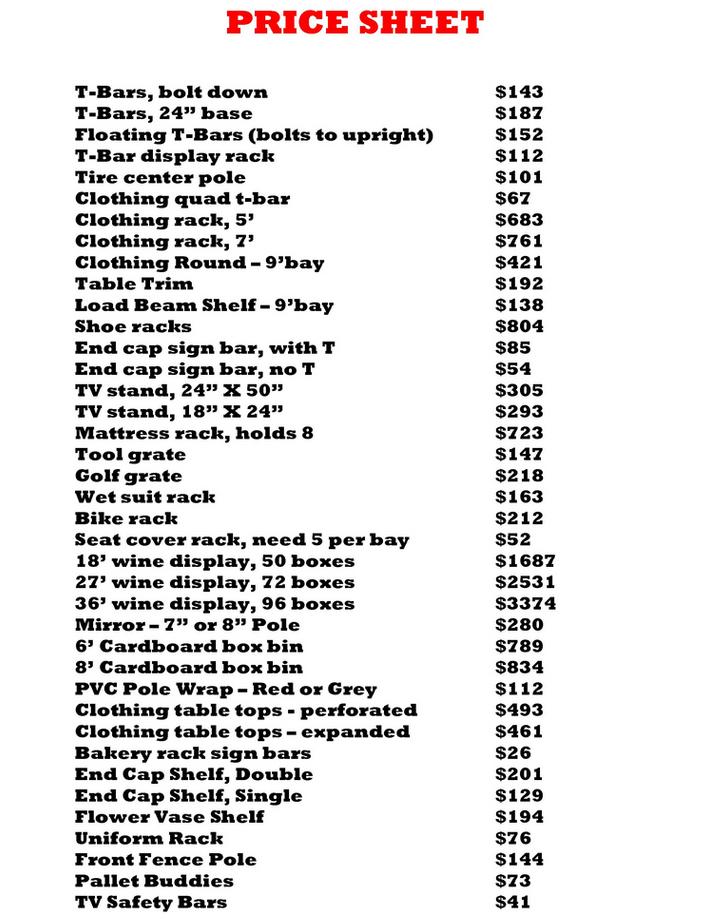 price-sheet