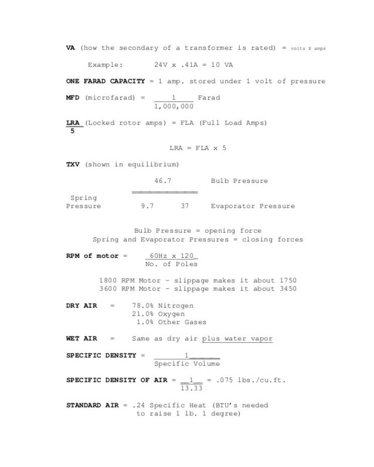 Basic HVAC Formulas Basic HVAC Formulas