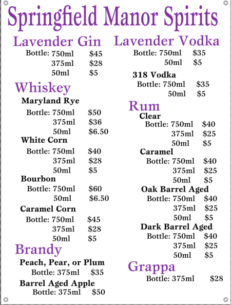 Wine/Beer/Spirit Menu