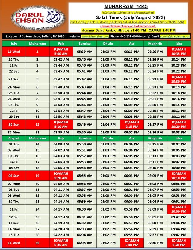 Salat Times/Jamaat Times/Eid Times