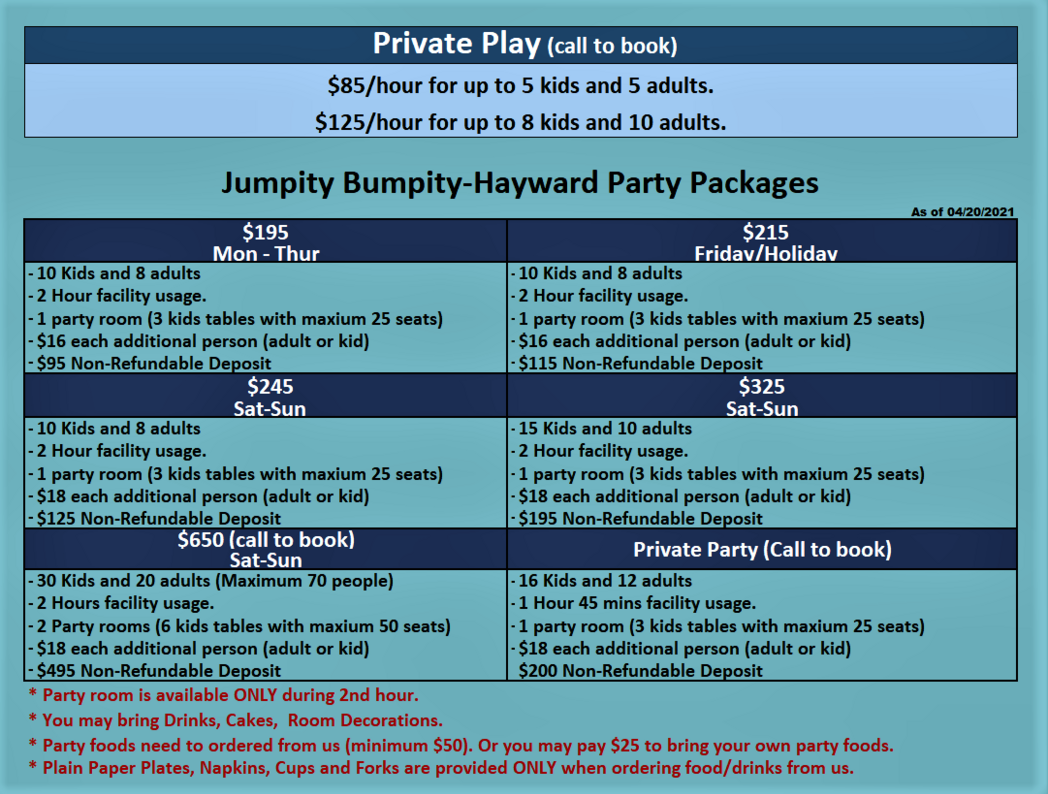 Parties | Jumpity Bumpity Party Center | Hayward, CA