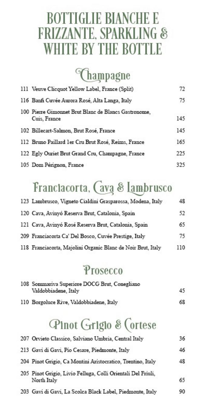 Menu | Tramonti Ristorante