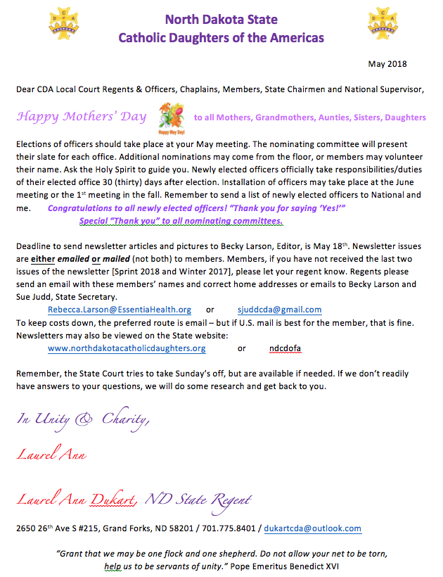 State Regent Letters