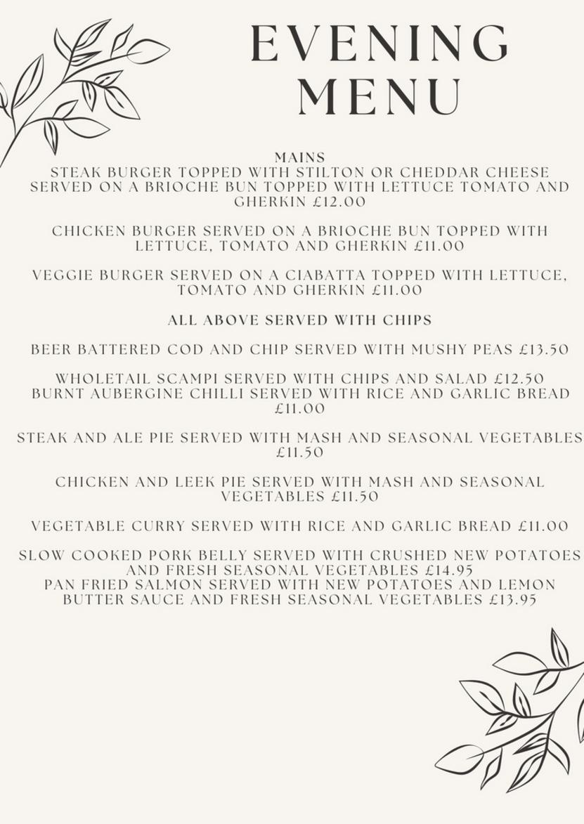 Evening Menu