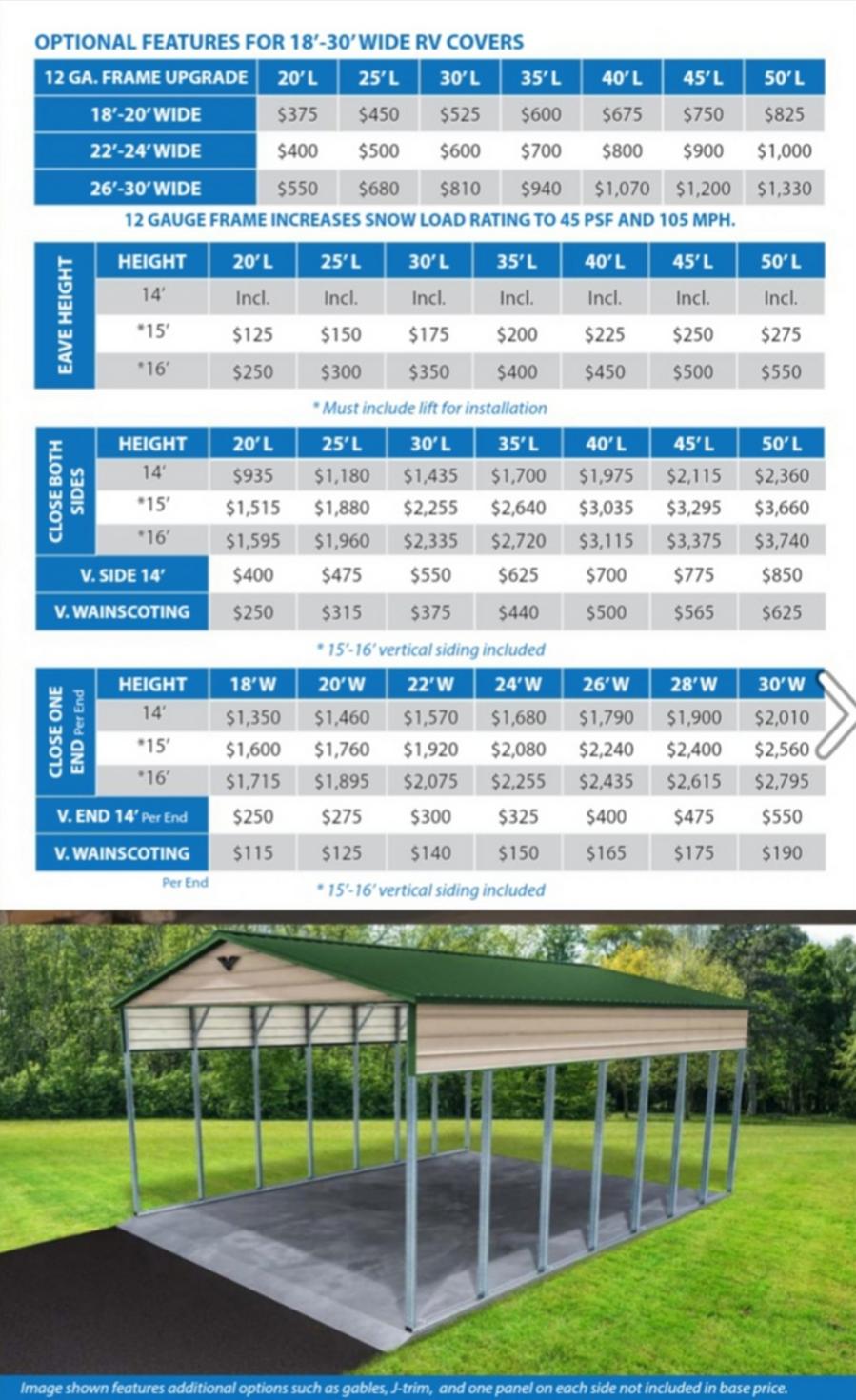 Carports, RV Covers, Lean-To's