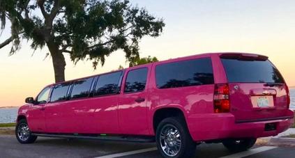 Pink Suburban Limousine for hire in Jacksonville