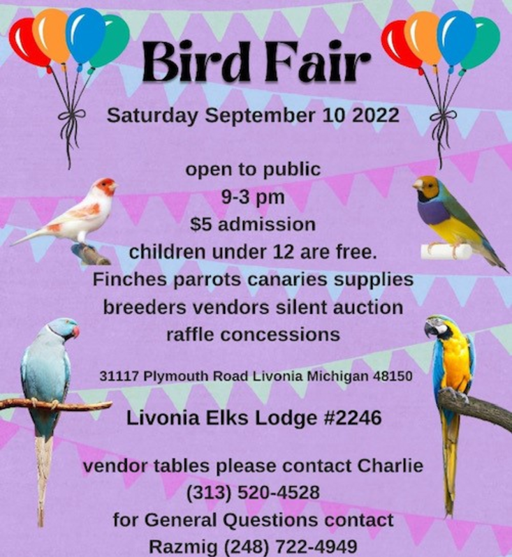 Spring & Fall Bird Fair | Society of Canary & Finch Breeders of Michigan
