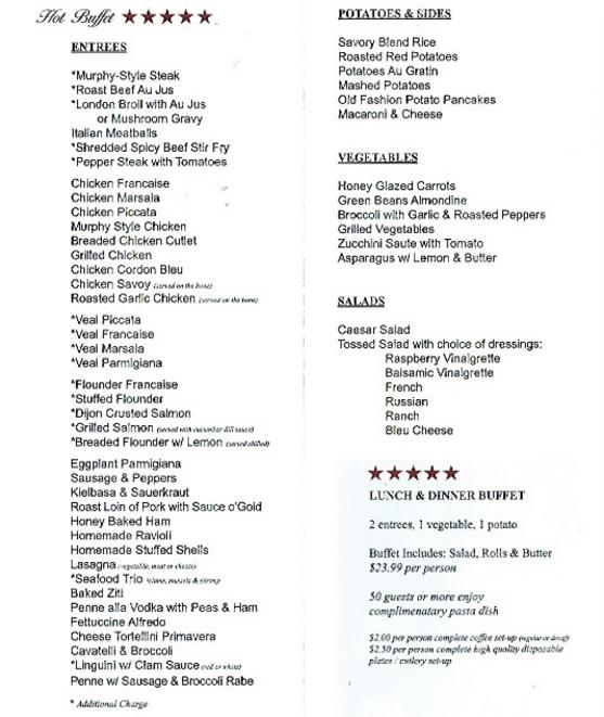 Five Star Catering Menu