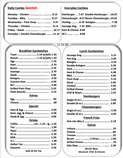 Oliver's Restaurant - Online : Menu