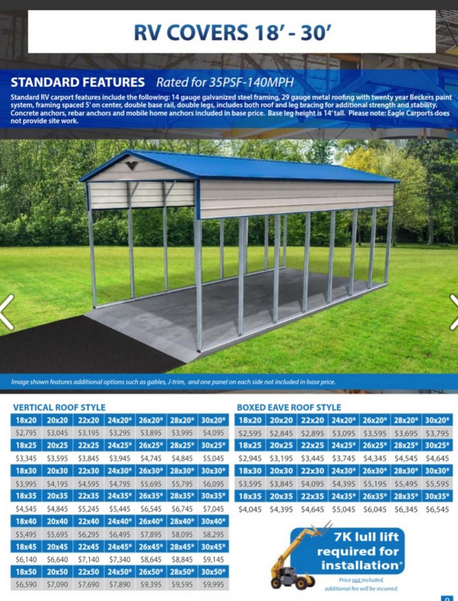 Carports, RV Covers, Lean-To's