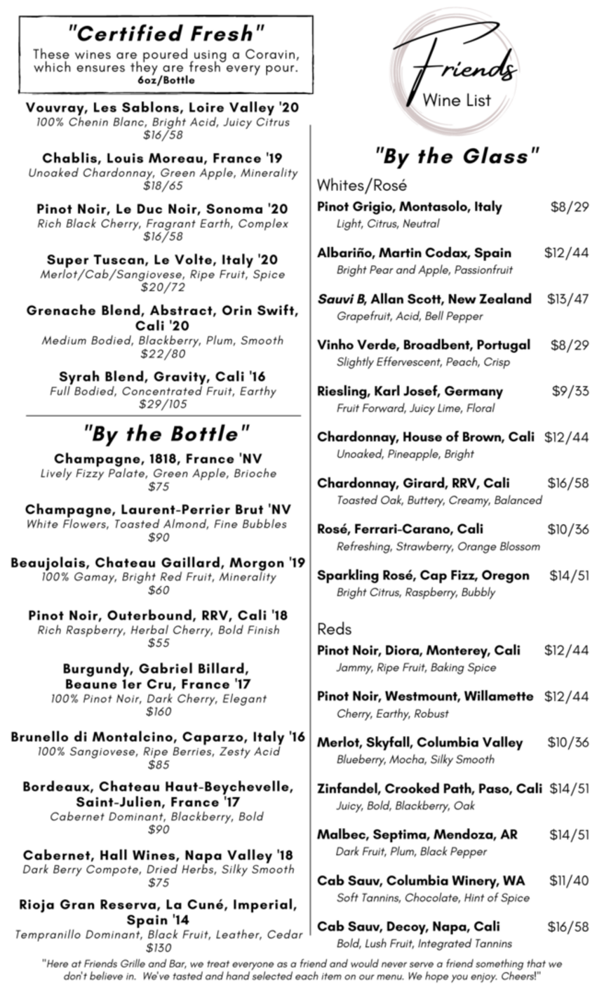 Bar Menu