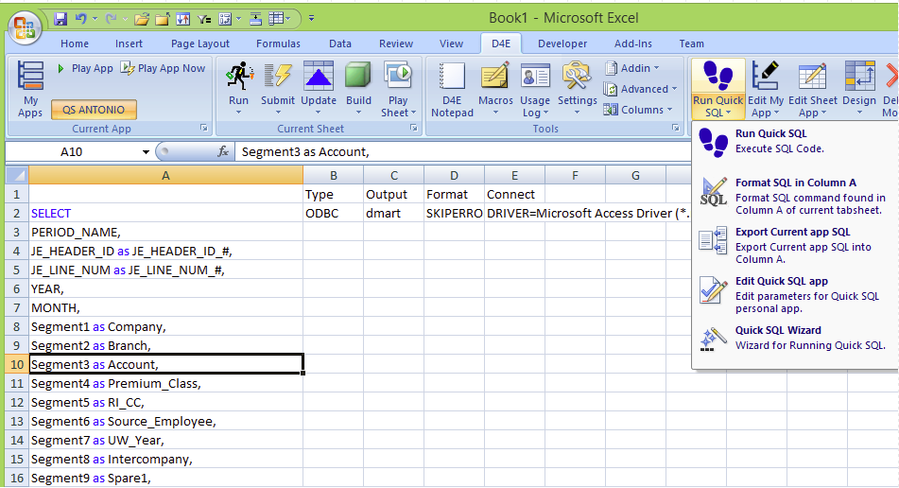Use Upload Apps in Data Mart for Excel and Use Quick SQL