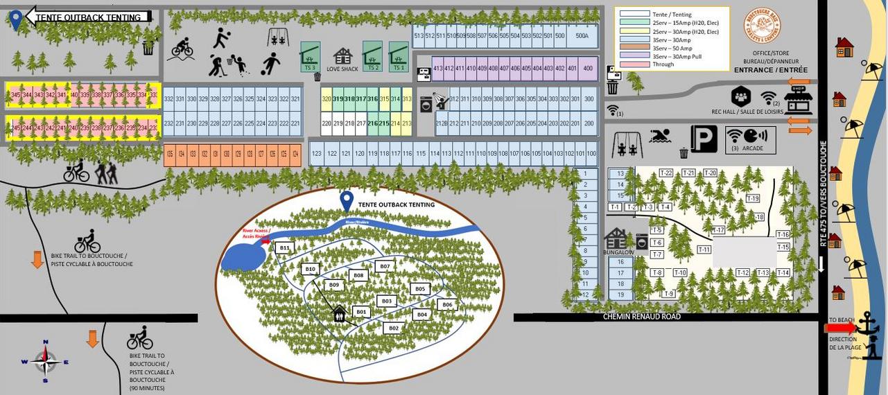 Bouctouche Baie Chalets & Camping - Campground Map