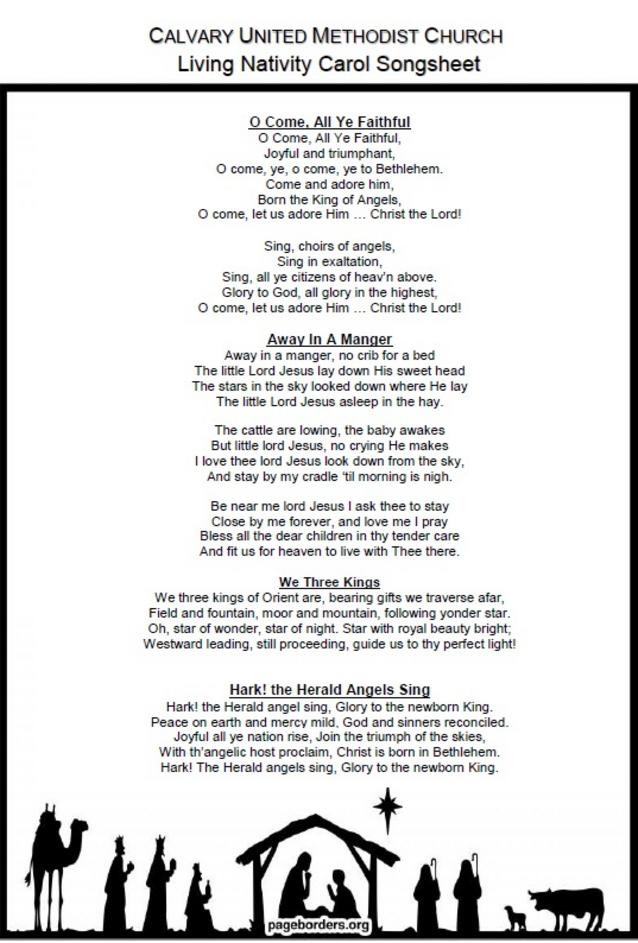 Living Nativity Carol Songsheet