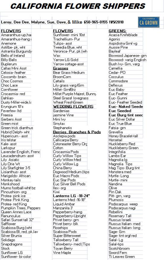 California Flower Shippers, Inc. Home Page