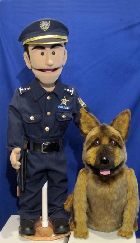 Police Officer and German Shepard Dog puppets