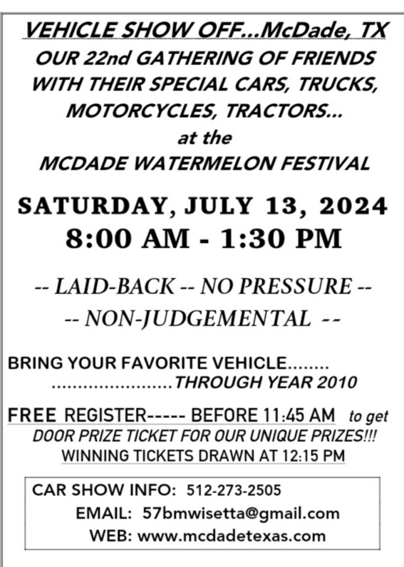 McDade Watermelon Festival - Car Show, Watermelon Festival