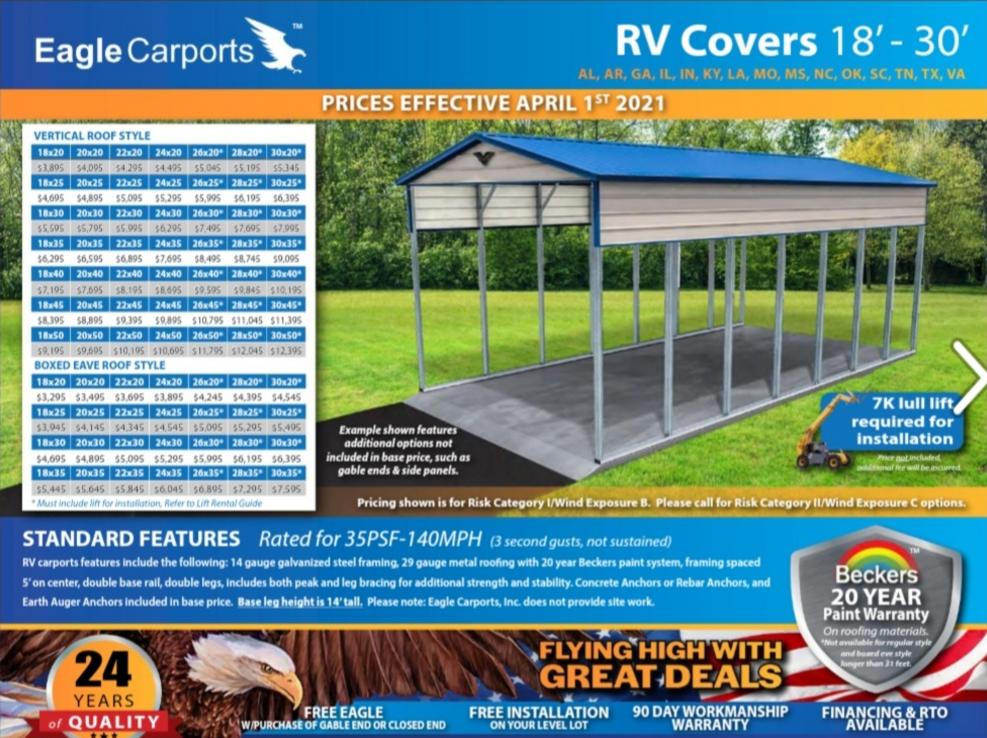 Carports, RV Covers, Lean-To's