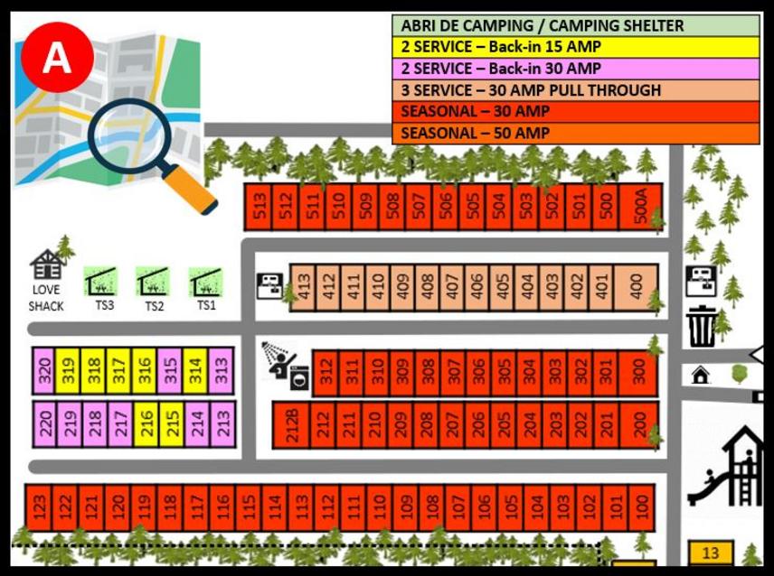 Bouctouche Baie Chalets & Camping - Campground Map