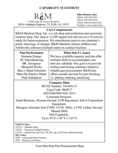 Line Card/ Capability Statement