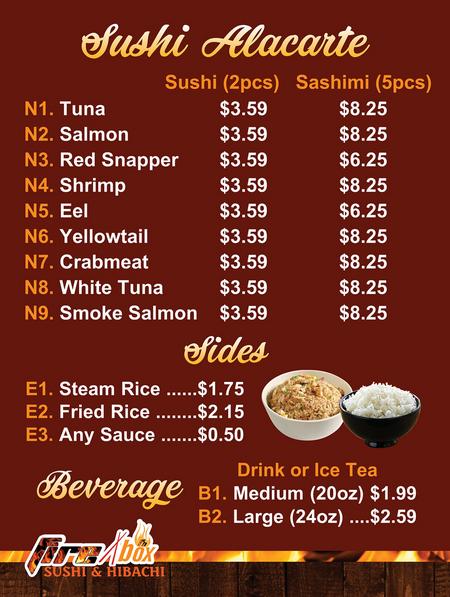 Fire X Box Sushi & Hibachi - Menu