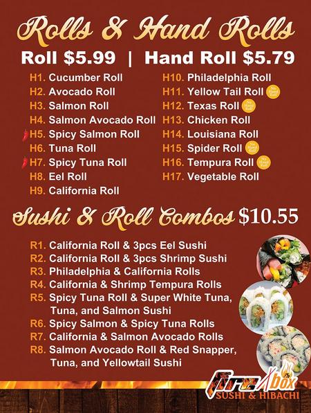 Fire X Box Sushi & Hibachi - Menu