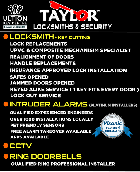 Taylor Locksmiths & Security - 01255 762712 - Locksmith - Intruder Alarms - CCTV - Ring ...