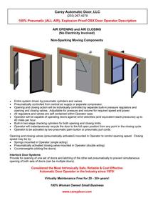 Pneumatic, Explosion Proof Automatic Door Operators - Carey Automatic Door