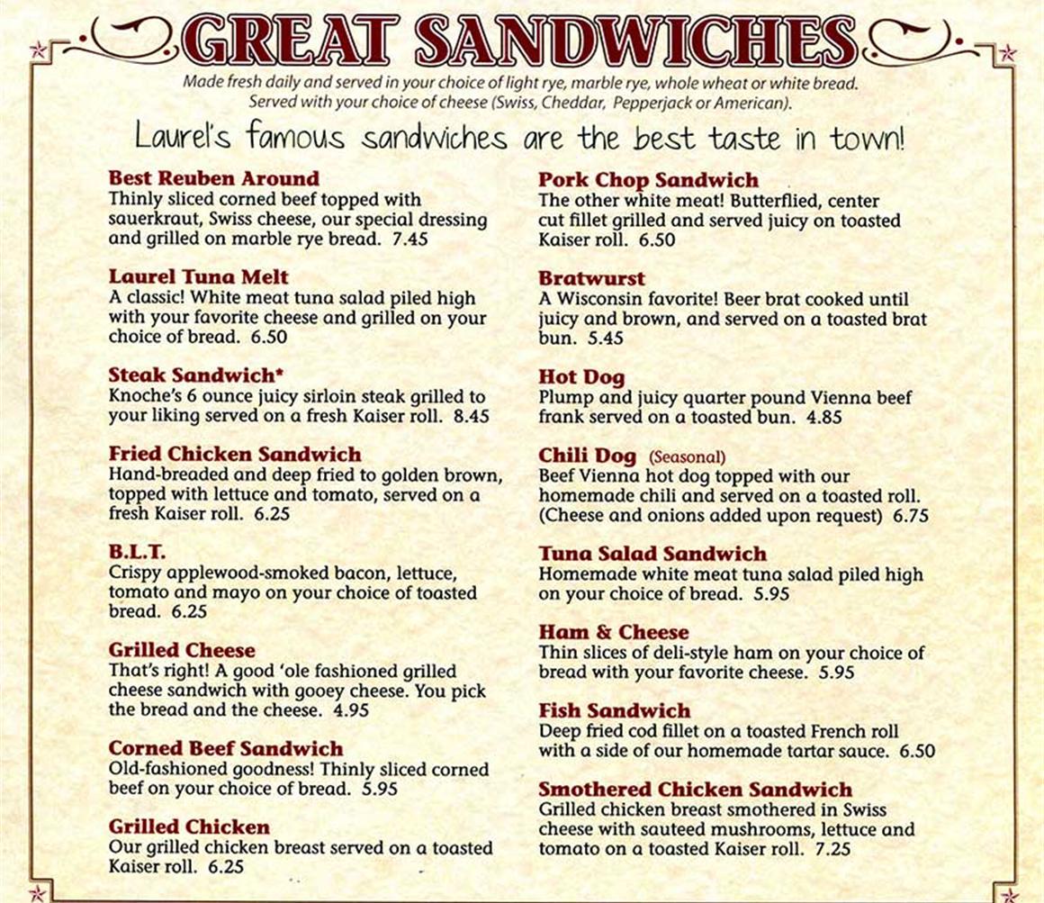 The Laurel Tavern • Madison, Wisconsin • Menu