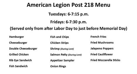 What's Happening at Post 218