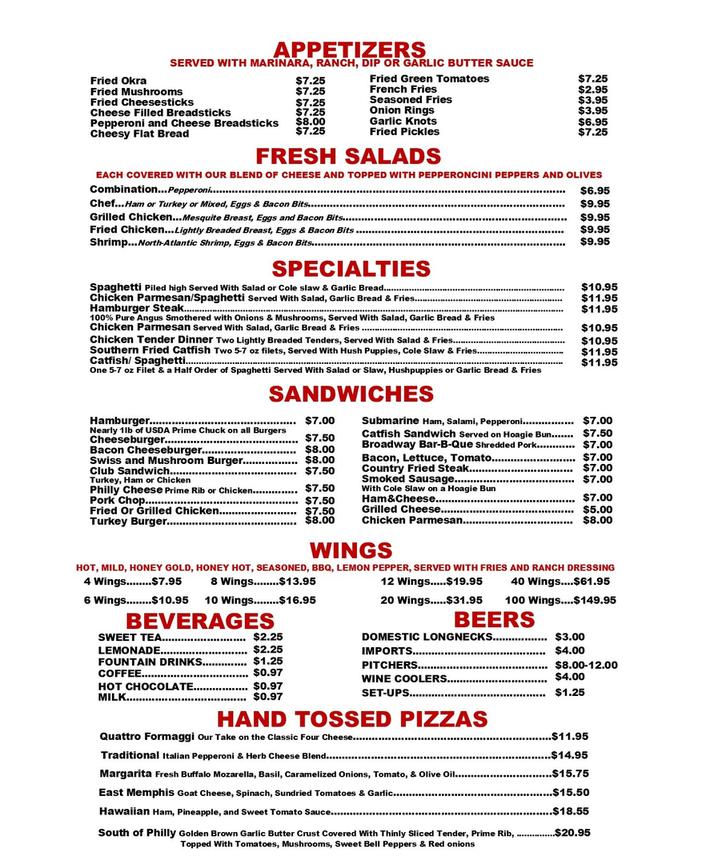 Menu | Broadway Pizza