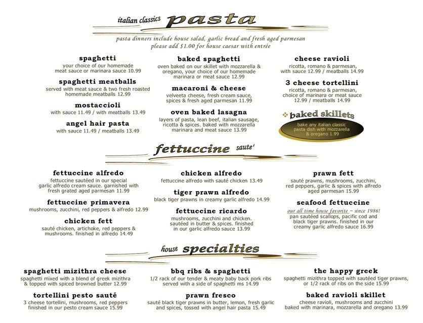 jimmy's pasta selection