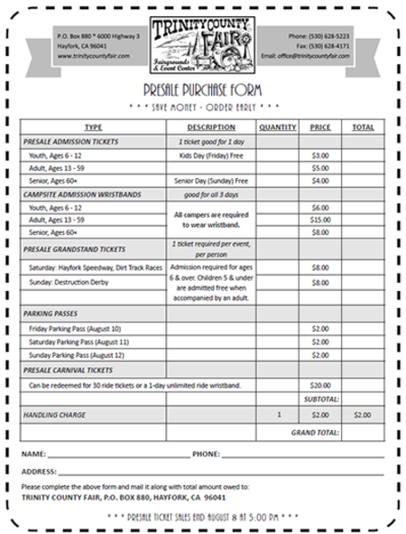 Trinity County Fair - Tickets