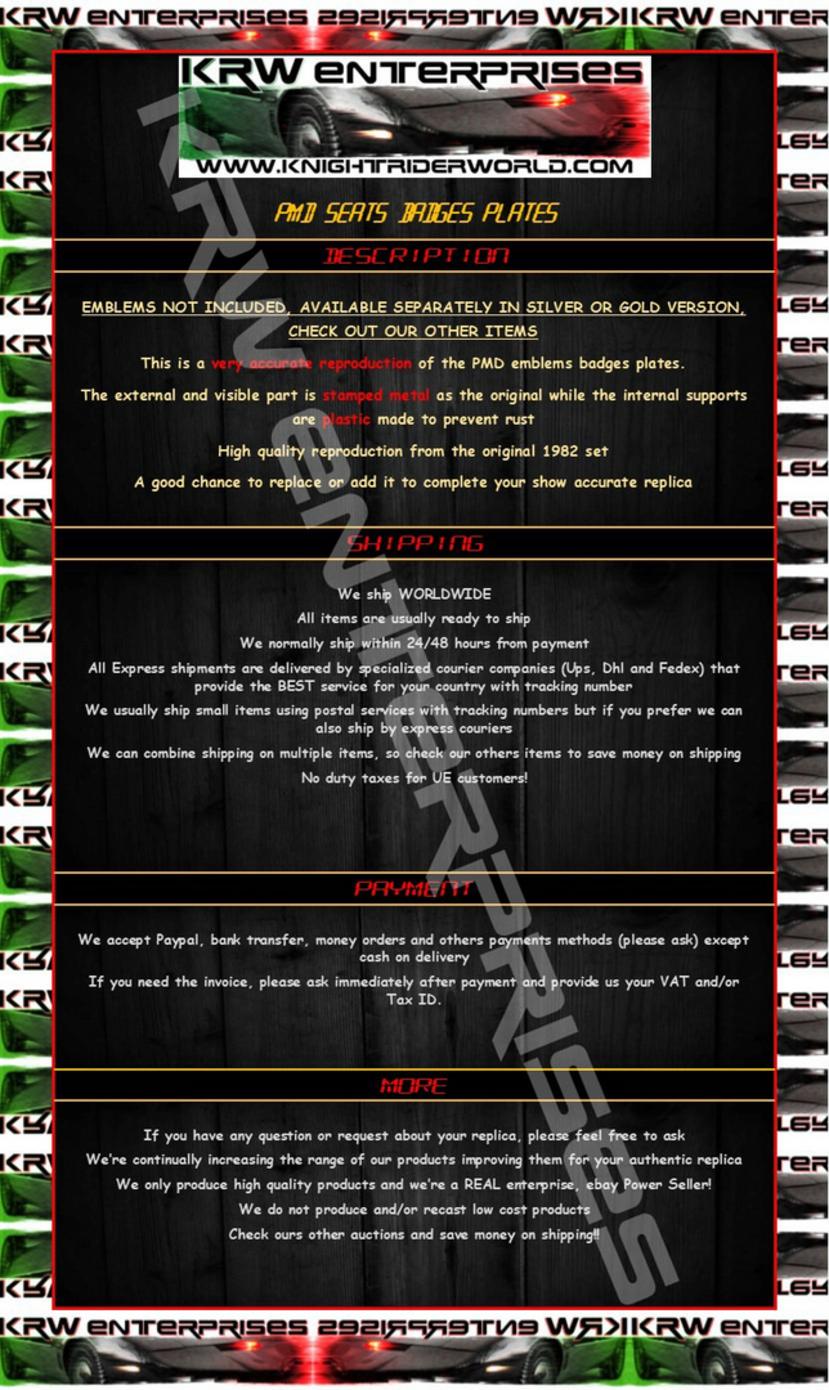 KRW PMD BADGES PLATES