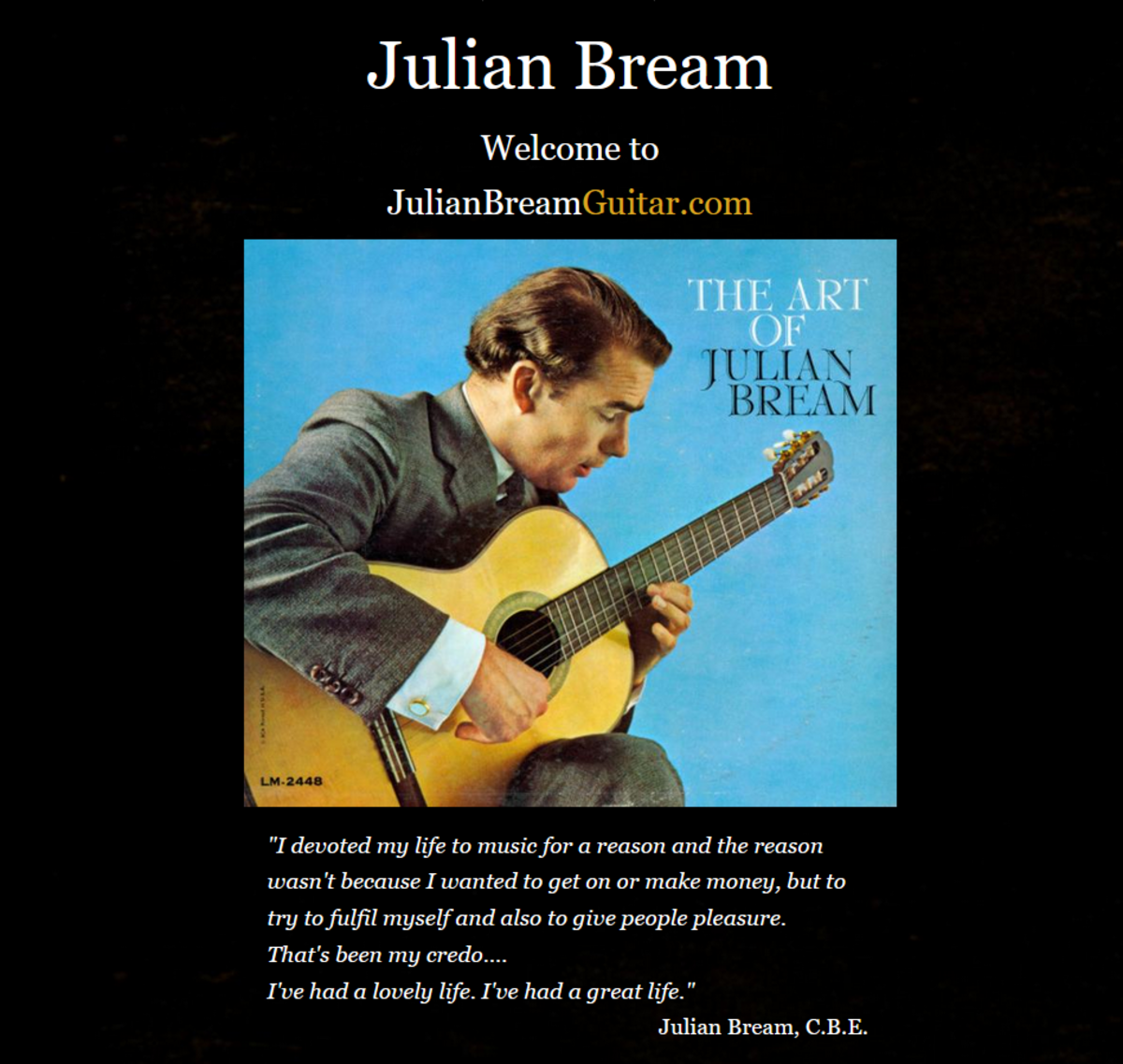 Julian Bream Welcome Page