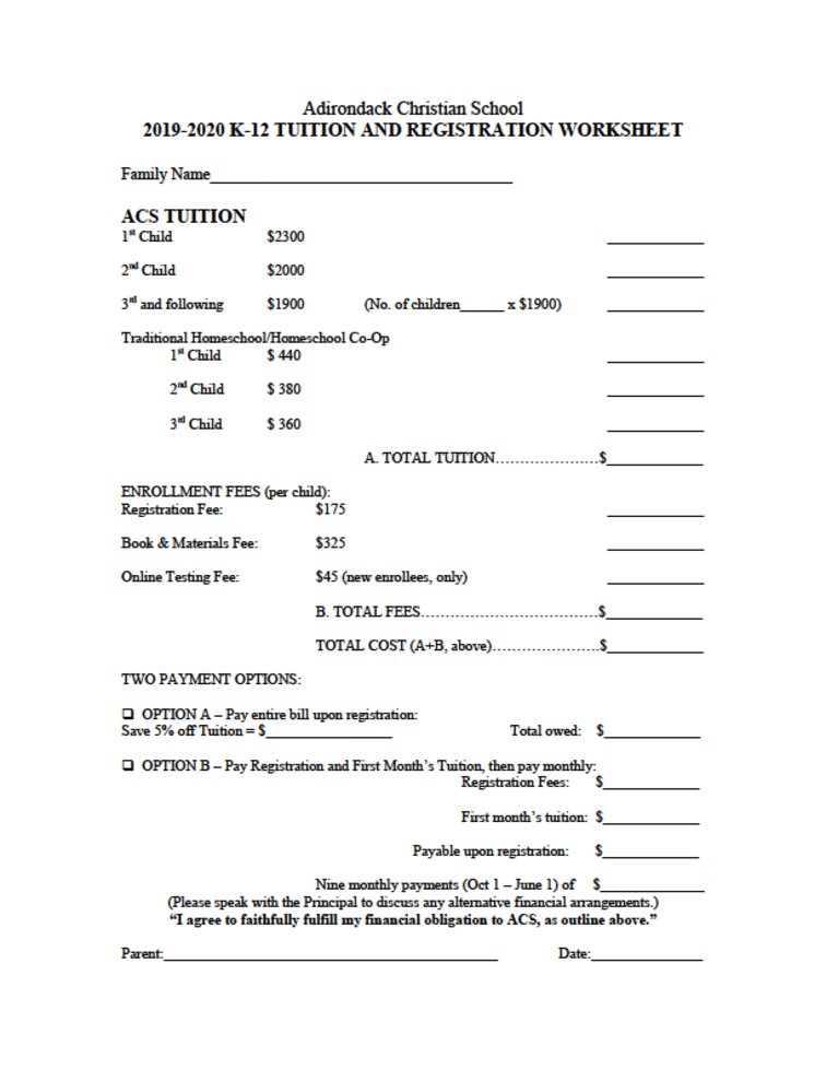 Tuition & Program Options