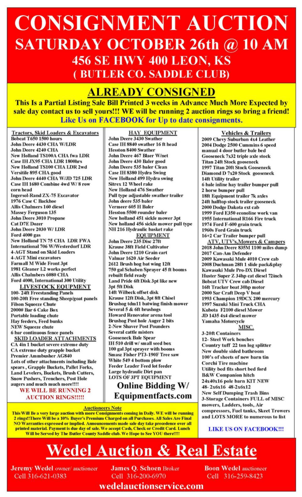 Upcoming Live Auctions - Little Bull Auction & Sales Co.