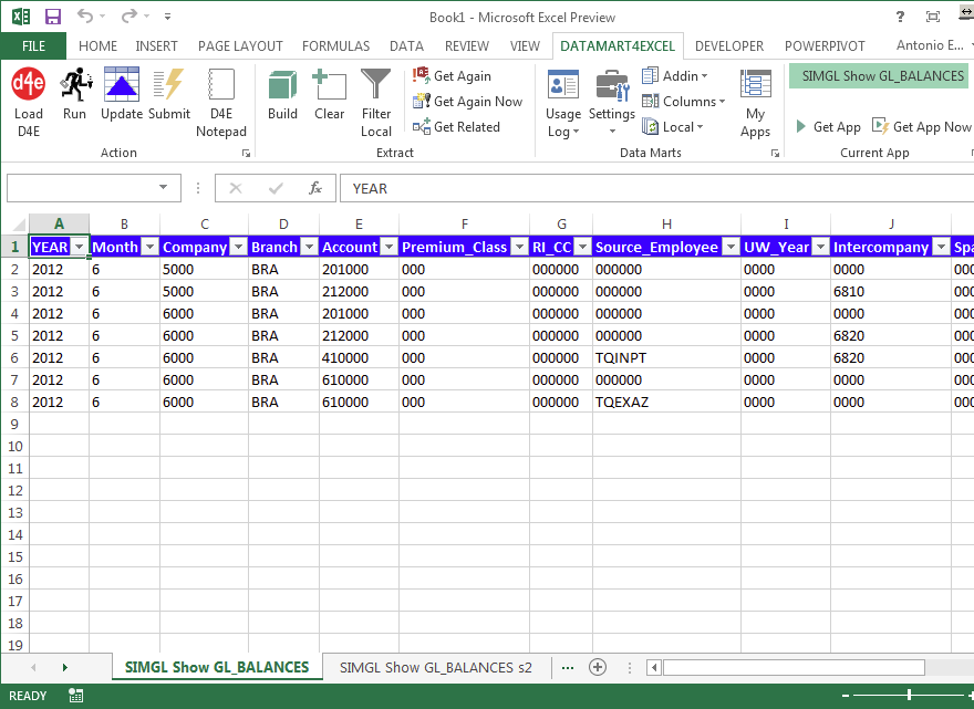 Use Apps in Data Mart for Excel
