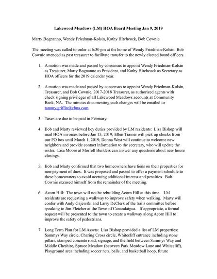HOA Board Minutes