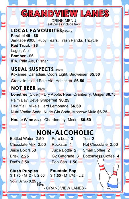Menu | Grandview Lanes