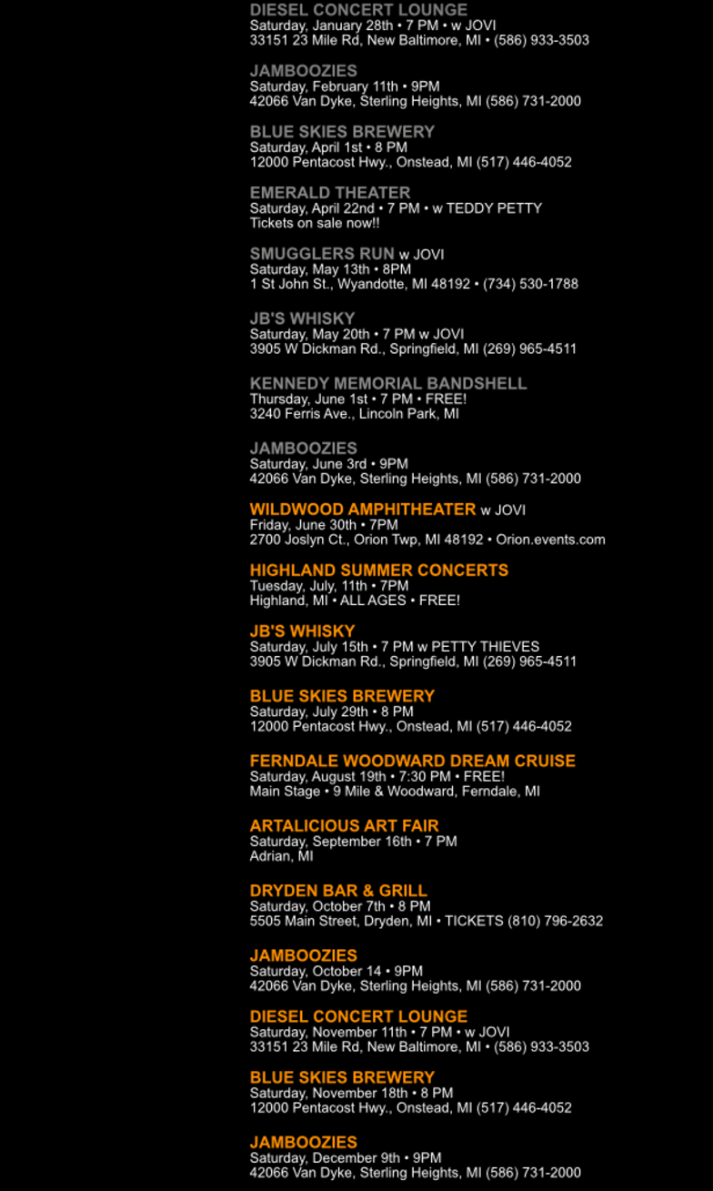 Schedule for Infinity and Beyond Journey Tribute Band Detroit