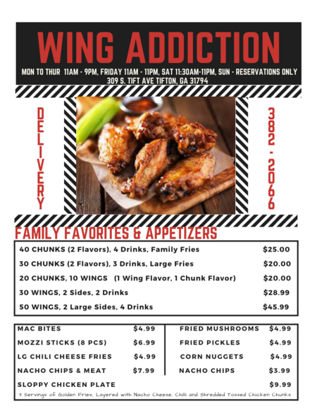Wing Addiction : Menu