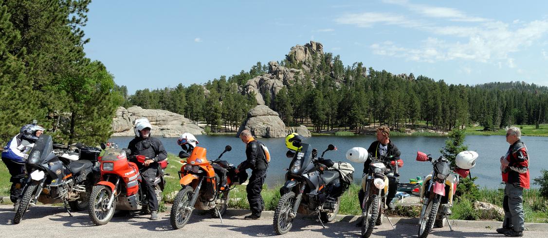 Motorcycle adventure riders in the Black Hills