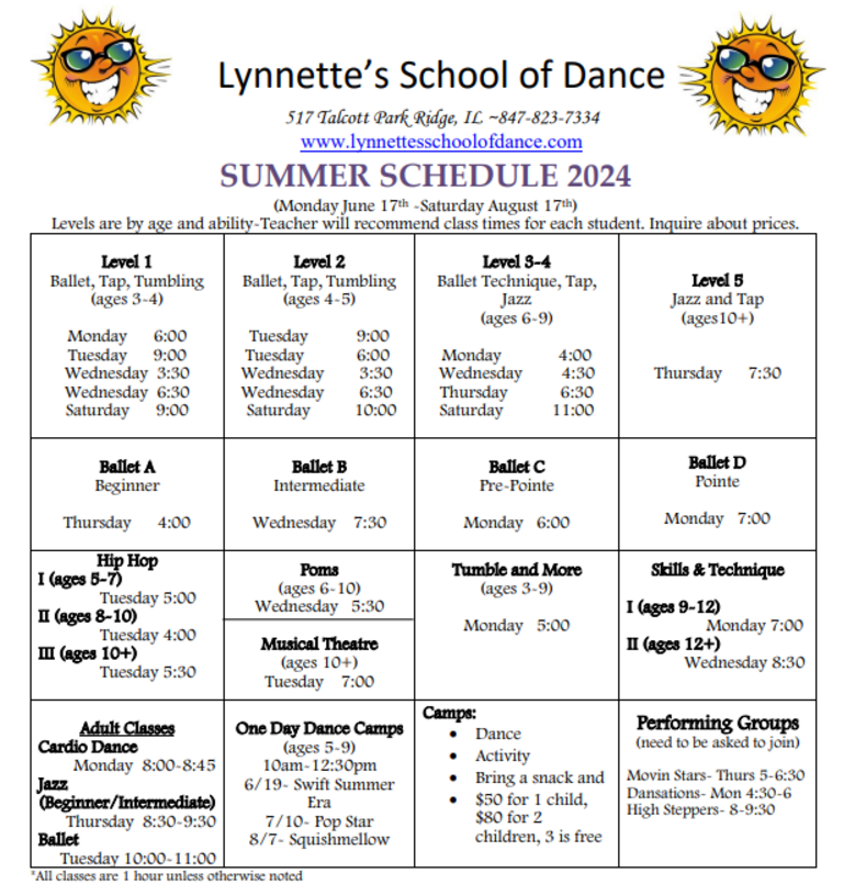 Summer 2024 Schedule