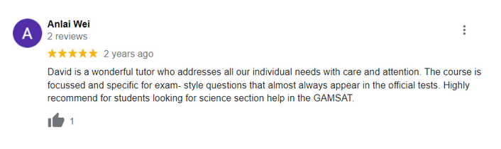 GAMSAT Tutor: 100 in science, 100th percentile overall