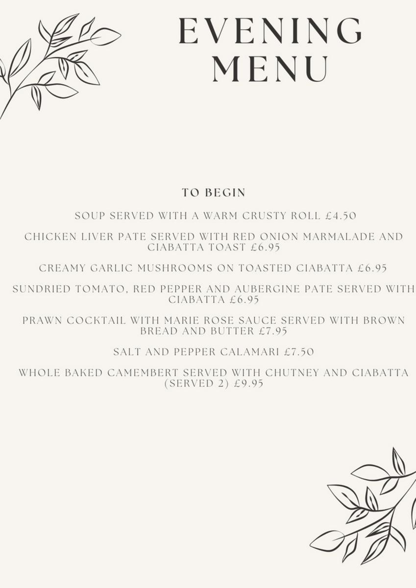 Evening Menu