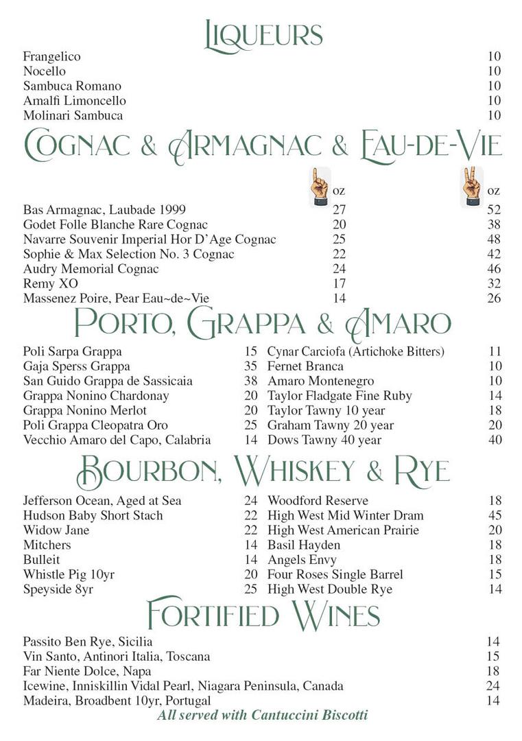 Menu | Tramonti Ristorante